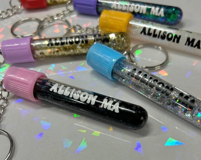 Cute Custom Medical Blood Tube Keychain Personalized Phlebotomist Gift ...