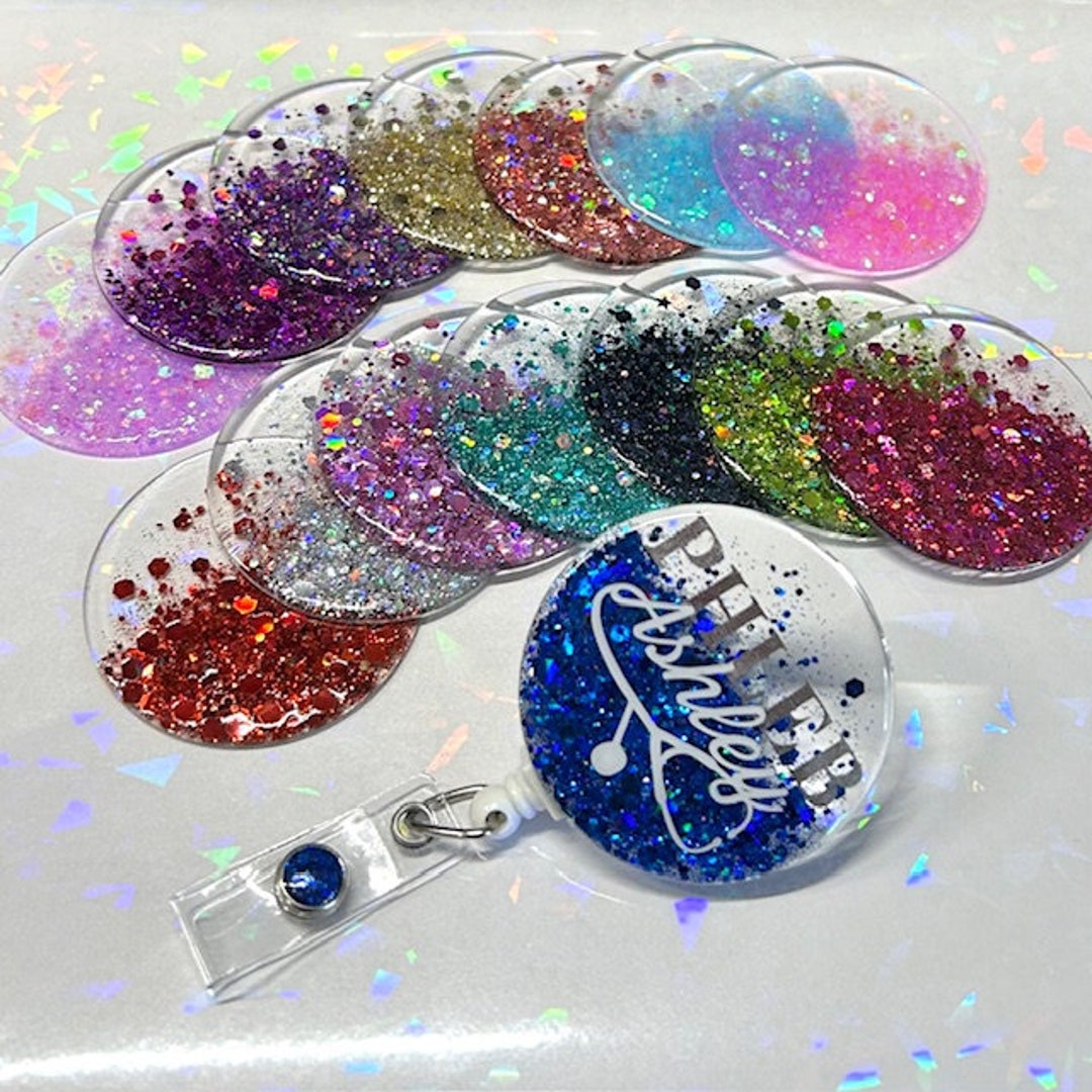 Custom Credential Department Glitter Ombre Nurse Badge ID Reel ...