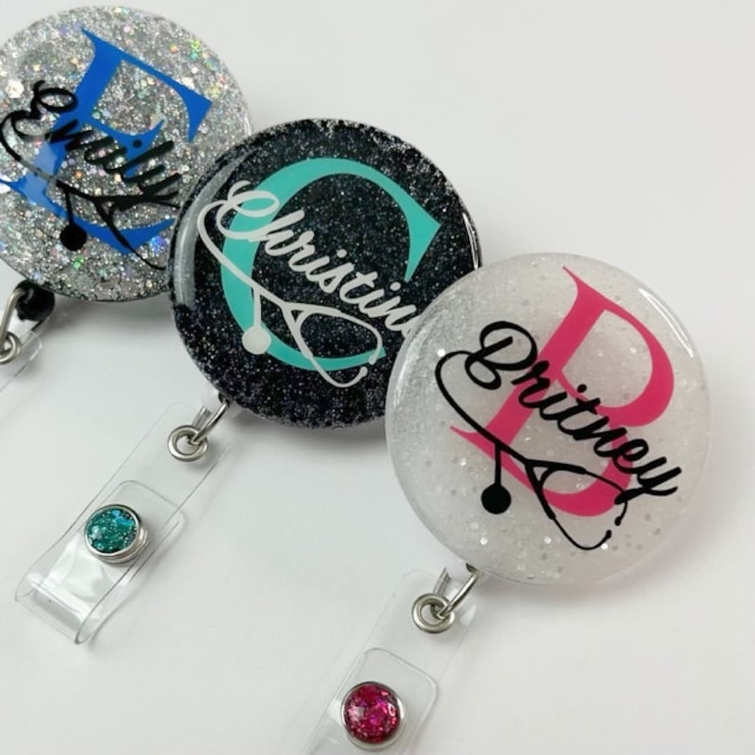 Monogram ID Badge | Stethoscope Badge Reel | Nurse Badge Reel | Gift ...