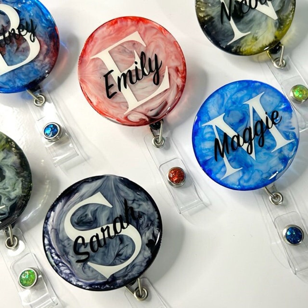 Cloud ID Badge | Monogram Badge Reel | Heavy Duty Belt Clip Badge ...