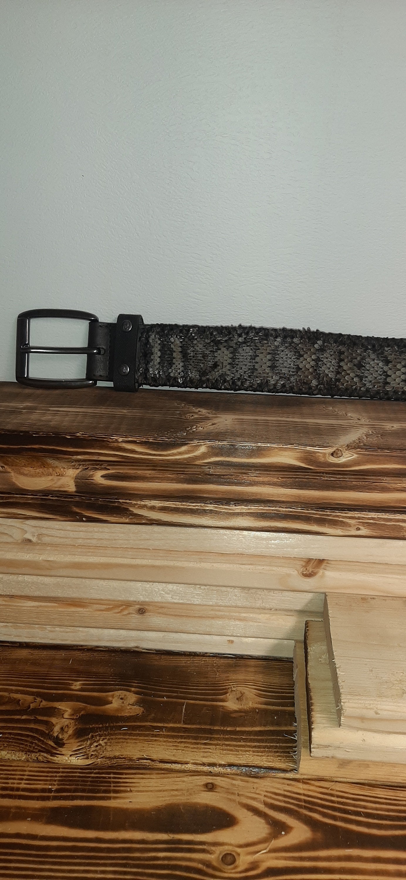 Eastern Diamondback Rattlesnake Skin Covered Leather Belt . Upto 44" - Etsy