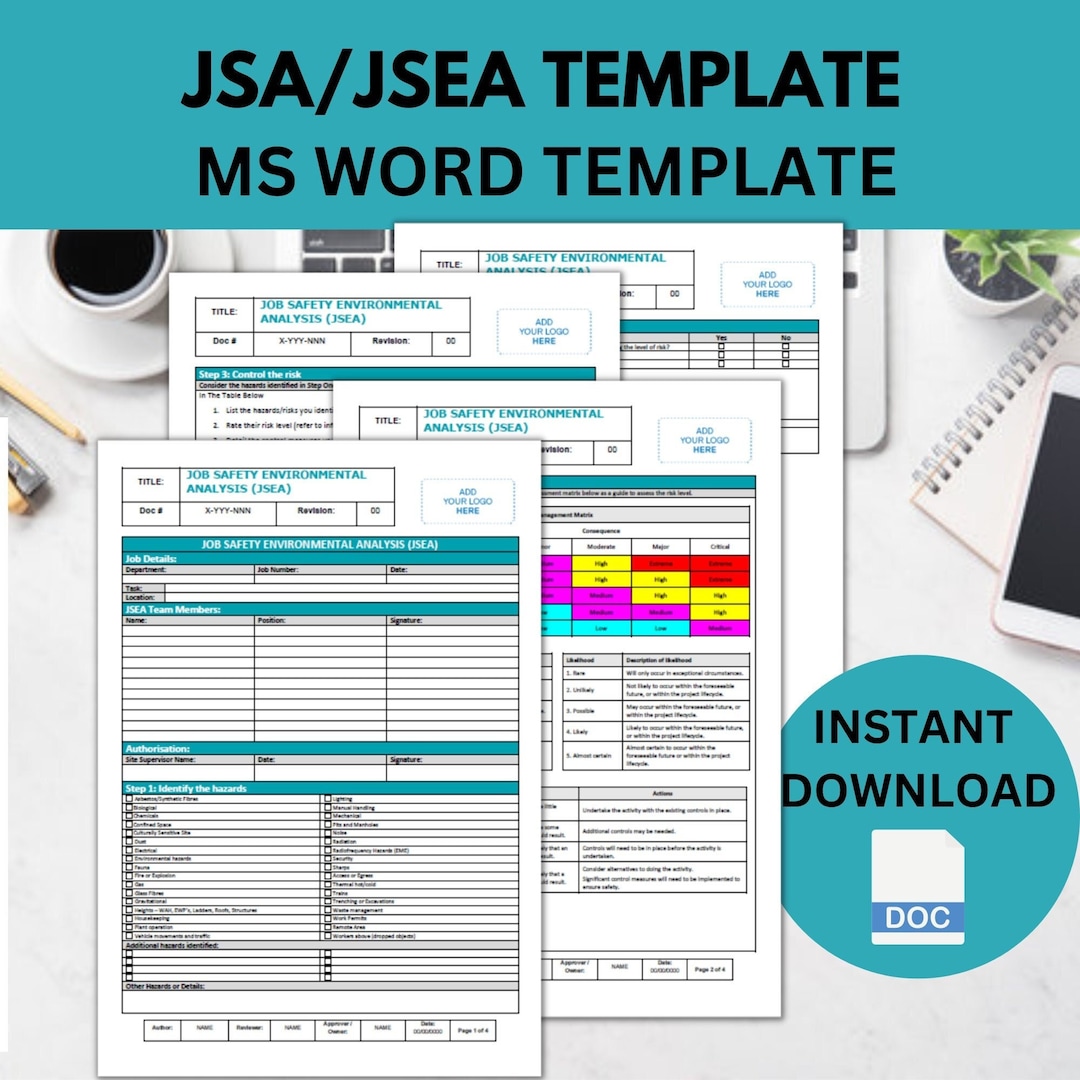 Job Safety Analysis JSA/JSEA Template Health & Safety - Etsy Australia