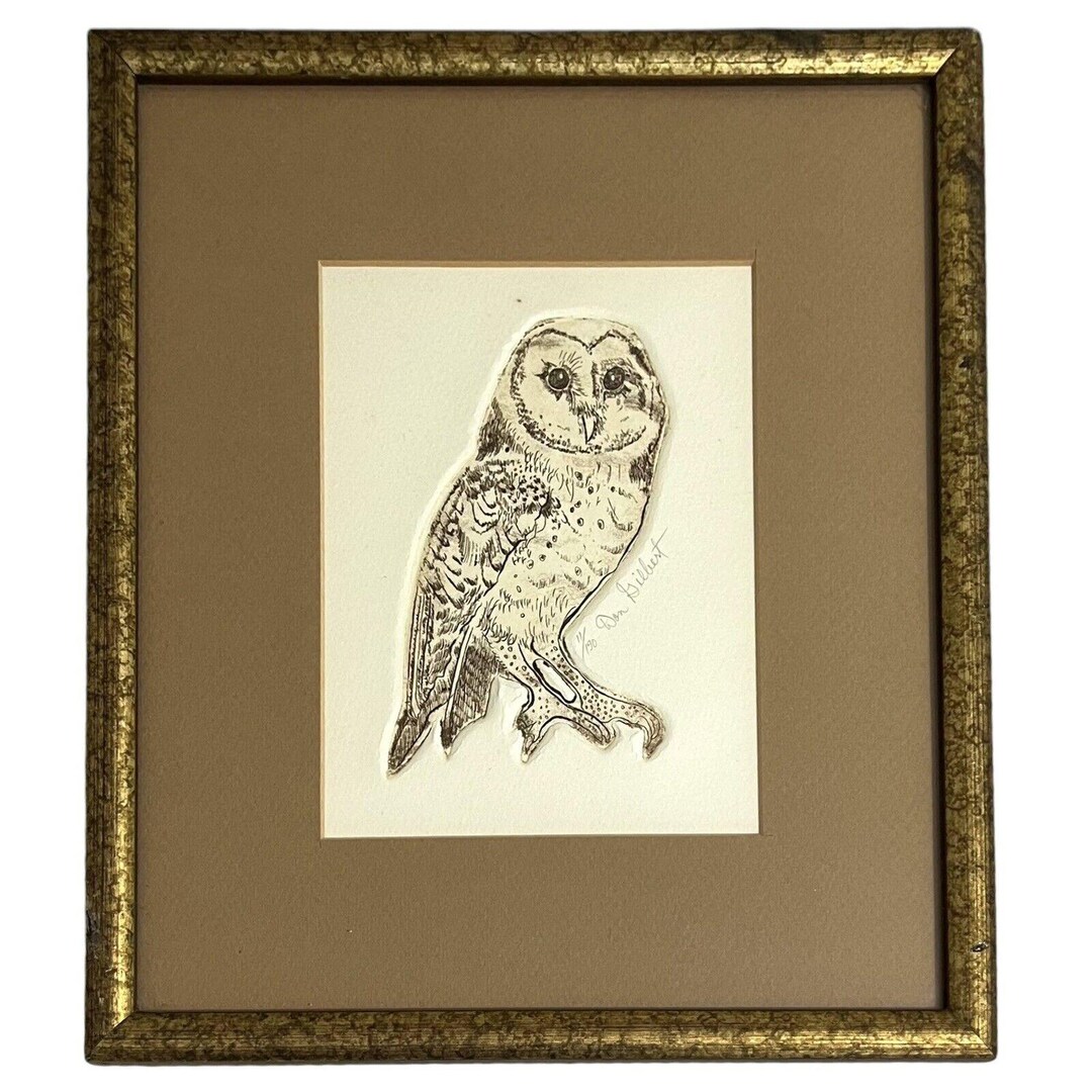 Barn Owl Don Gilbert Signed Press Art Lithograph Matted Framed 9 X 10.5 ...