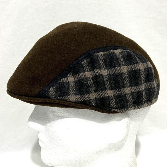 Bigalli Wool Felt Ascot Cap Brown Plaid Driving Golf … - Gem