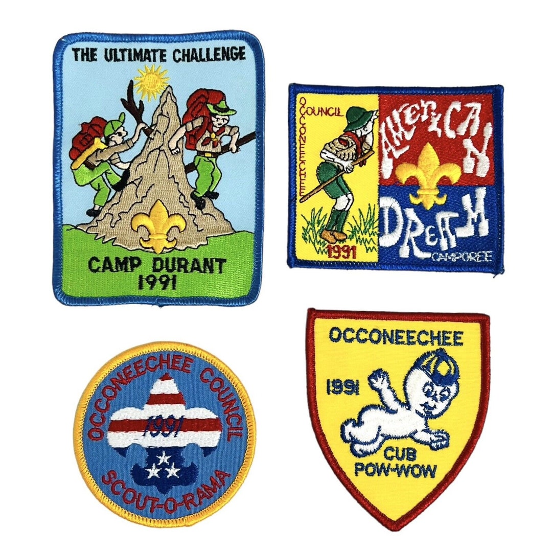 1991 BSA Patch Lote de 4 Occoneechee Lodge American Dream Camporee Camp ...