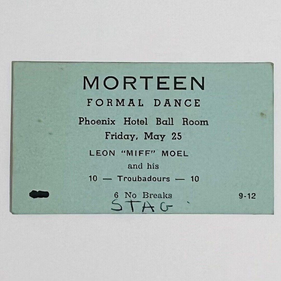 Vtg 1940's - 1950's Dance Ticket Card Lexington Ky Morton School ...