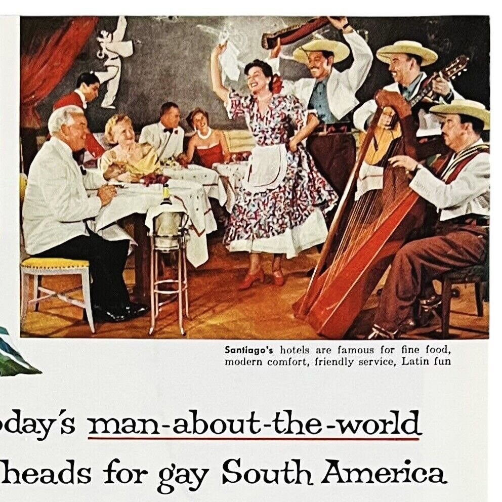 Vtg 1950's Panagra Pan America Grace Airways Airlines Print Ad Gay ...