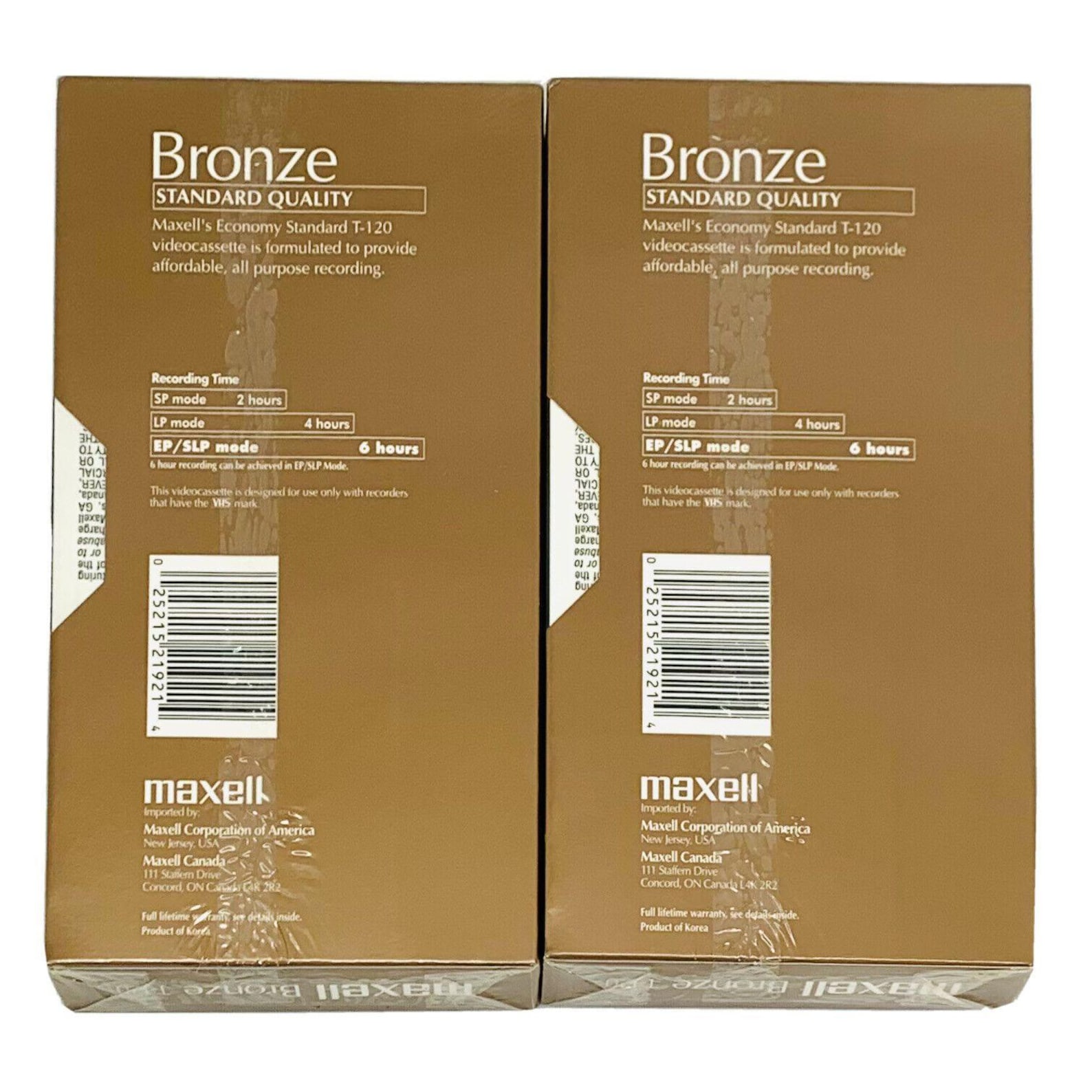 Maxell VHS Video Cassette 6 Hour Bronze T-120 Blank Tapes Lot of 2 New ...