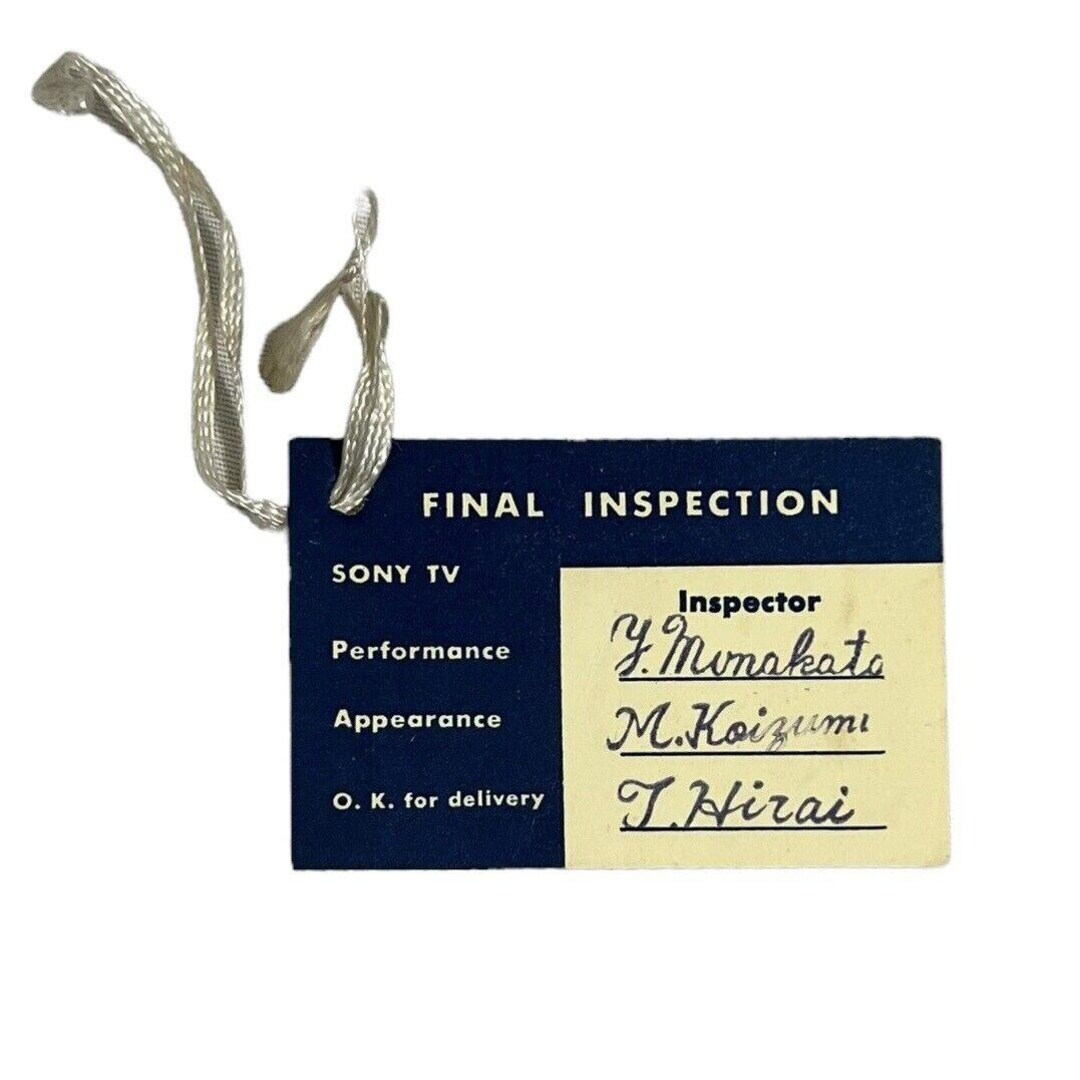 Vintage 1960's Sony TV Final Inspection Tag Japan 1 7/8" X 2 3/4" - Etsy