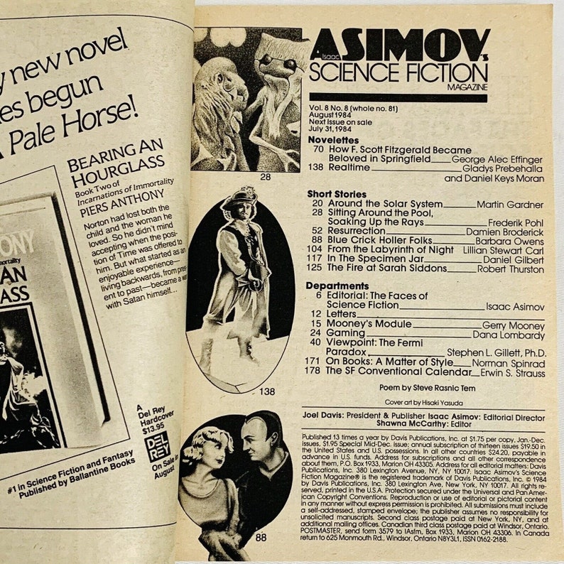 Isaac Asimov Science Fiction Magazine 1984 Effinger Prebehalla Moran ...