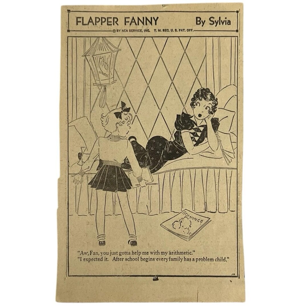 Vtg 1920's Flapper Fanny Newspaper Cartoon by Sylvia NEA Comic Art 6" X ...