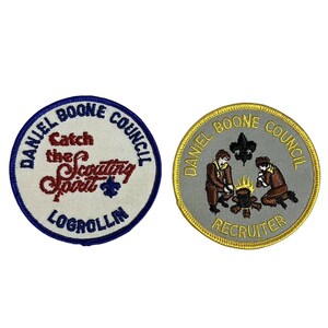 Vtg 1990s BSA Boy Scouts Daniel Boone Council Patch Lot of 2 Logrollin ...