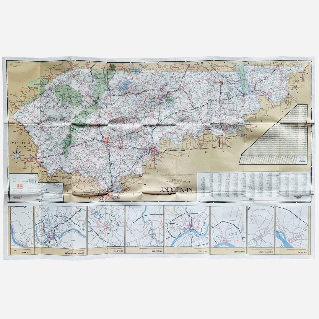 Vtg 1980's Kentucky Official Highway Map Travel Brochure State Parks 22 ...