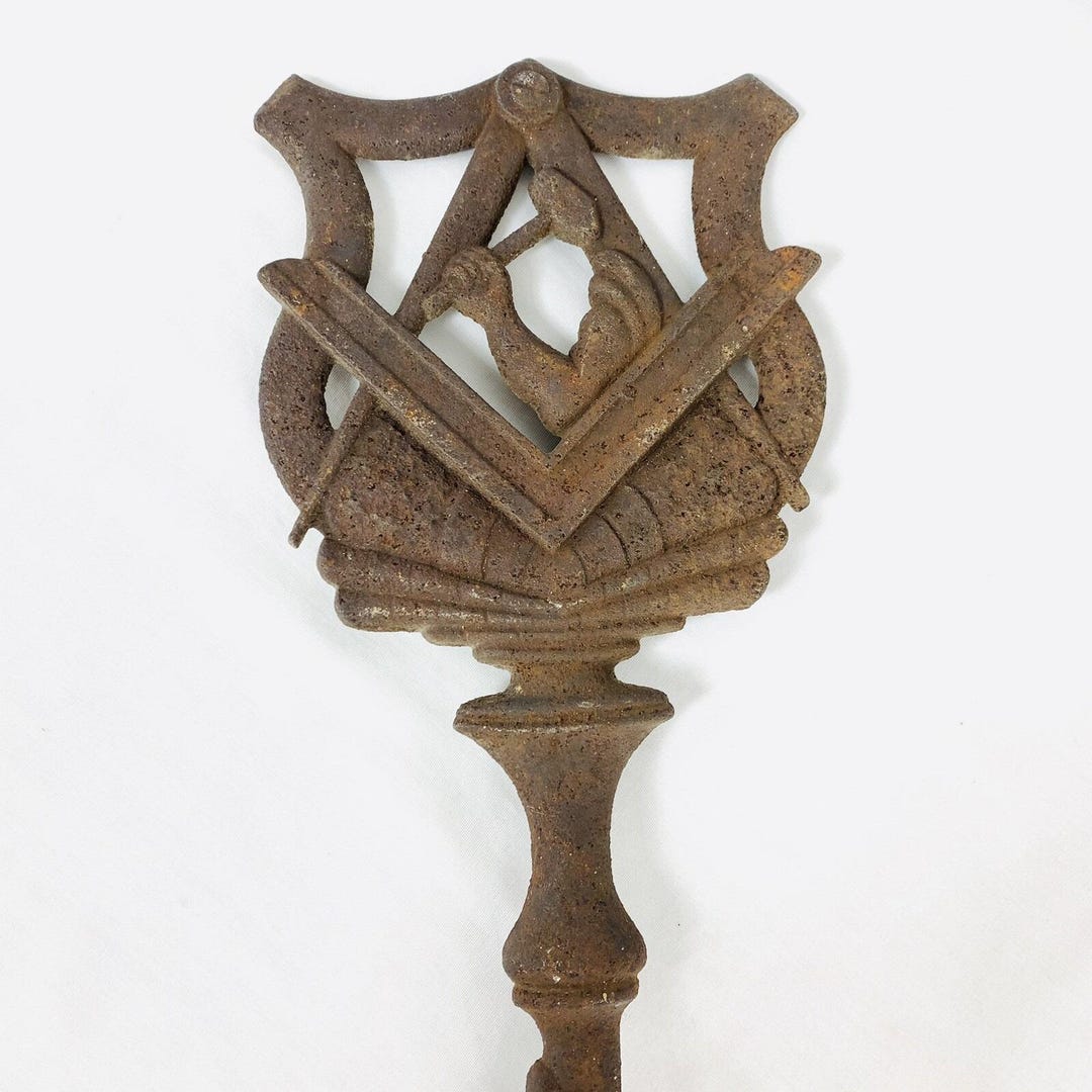Vintage C E Ward JOUAM Cast Iron Grave Marker Flag Holder New London ...