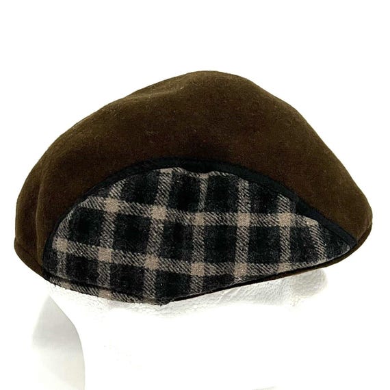 Bigalli Wool Felt Ascot Cap Brown Plaid Driving Golf … - Gem