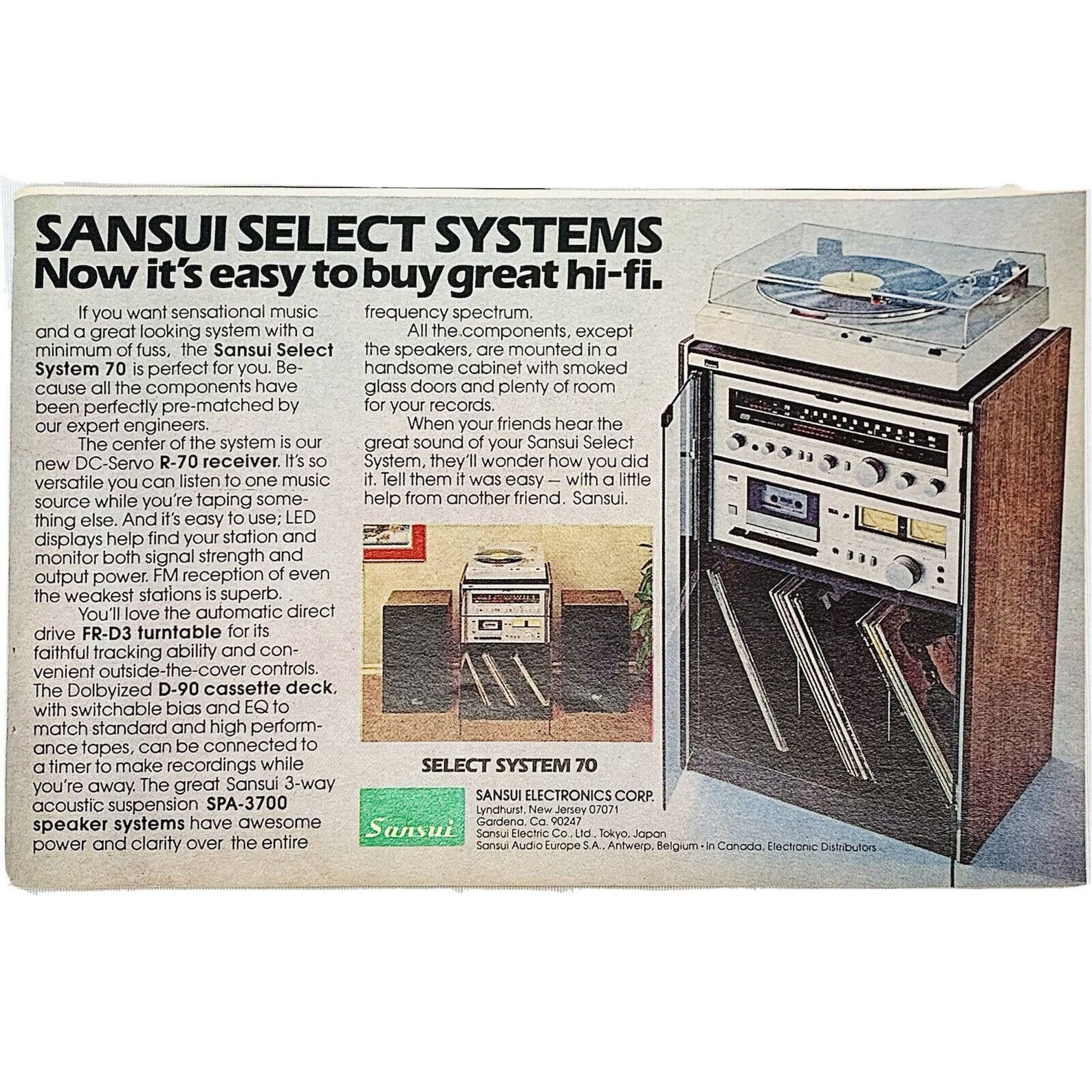 Vintage 1980 Sansui Magazine Print Ad R-70 FR-D3 D-90 SPA-3700 Home ...