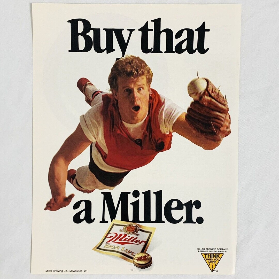 Vintage 1991 Miller High Life Beer MLB Major League Baseball Print Ad ...