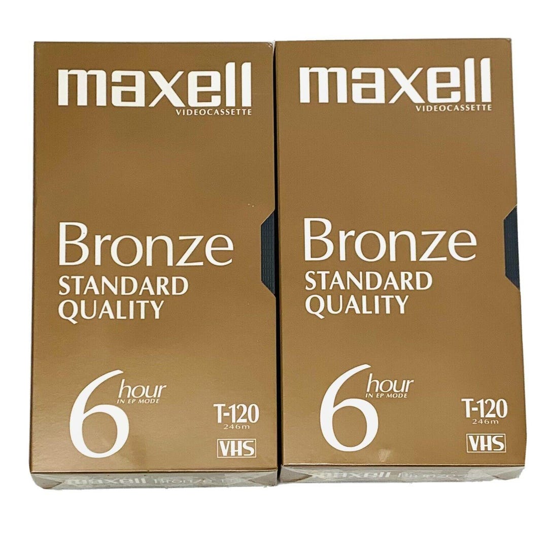 Maxell VHS Video Cassette 6 Hour Bronze T-120 Blank Tapes Lot of 2 New ...