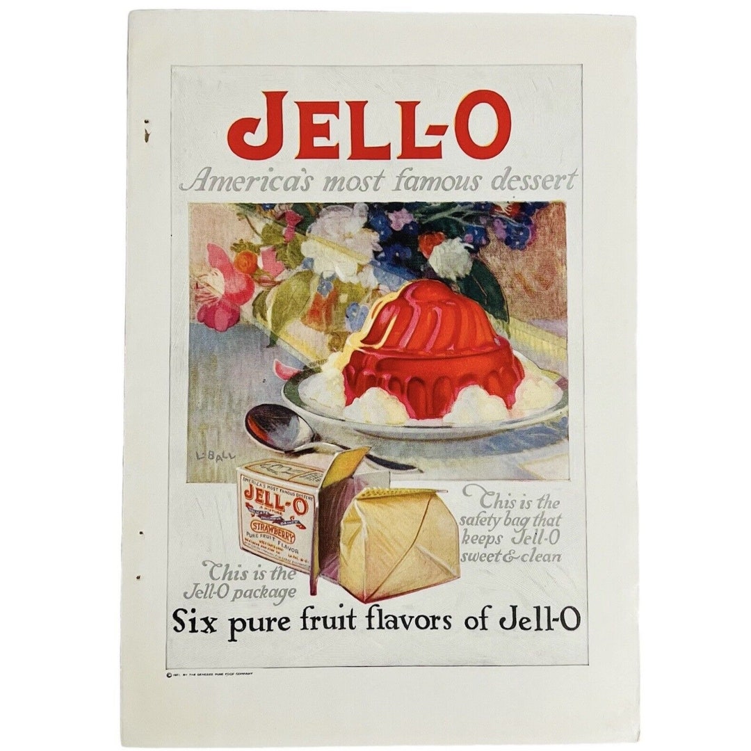 Vtg 1920's Jello Advertising Jell-o Color Magazine Print Ad L. Ball ...