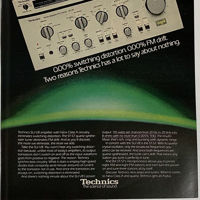 Vintage 1980's Technics ST-S7 Stereo Tuner SU-V8 Amplifier Print Ad ...