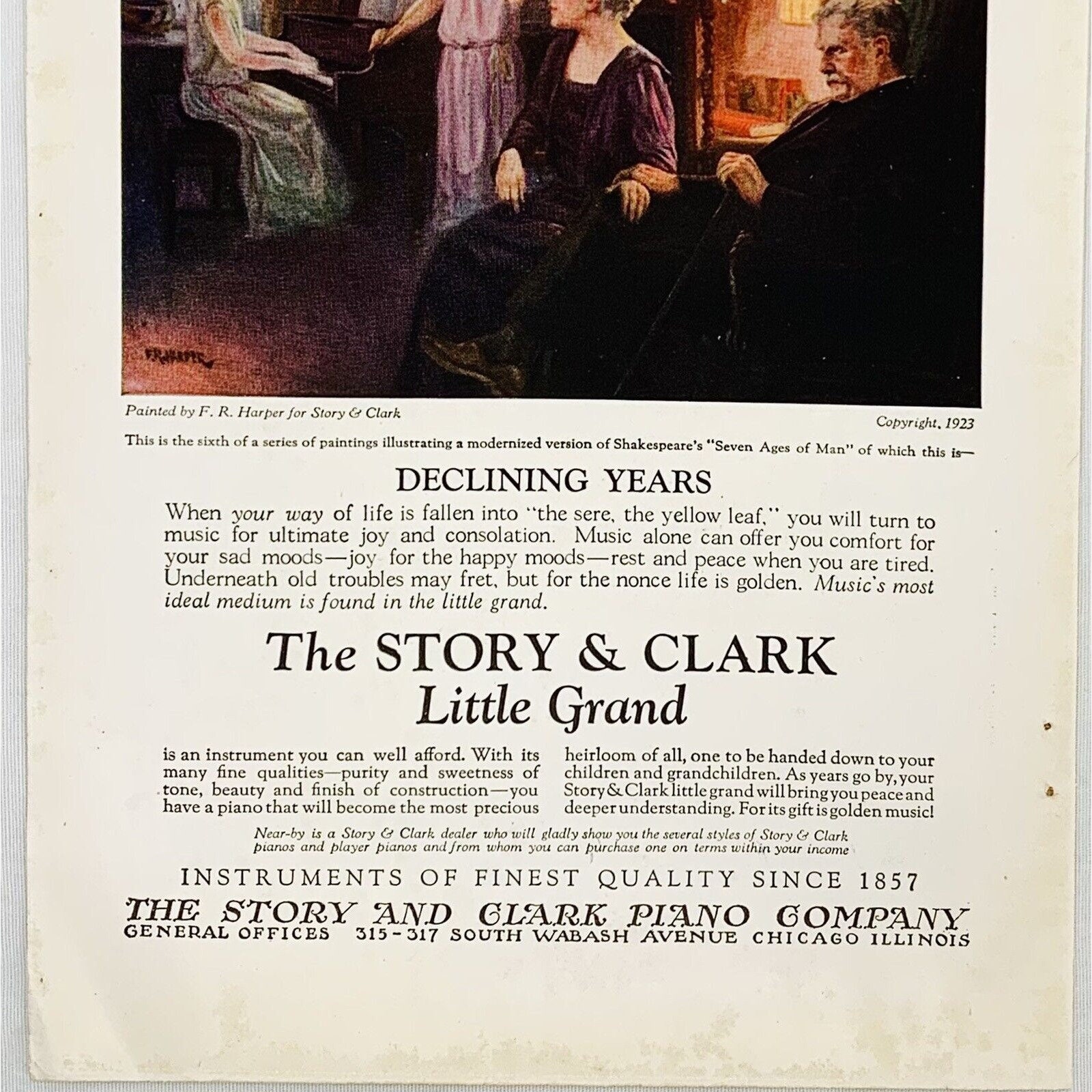 Vintage 1920's Story & Clark F.R. Harper Advertising Print Ad Little ...