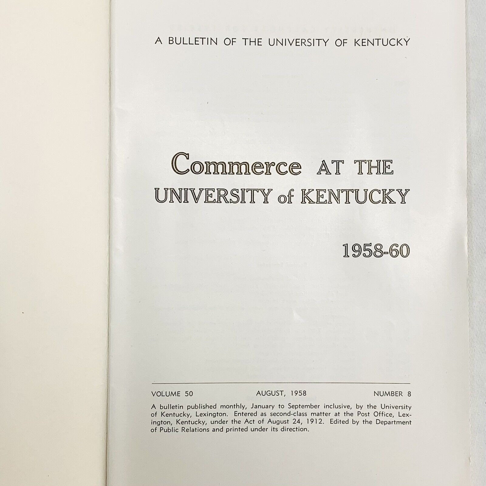 University of Kentucky Campus Map Vintage 1950's Commerce Bulletin ...