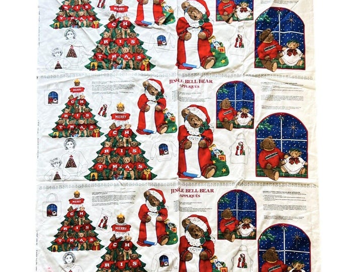 Vtg Jingle Bell Bear Appliques VIP Screen Print Cranston Print Works 3 ...