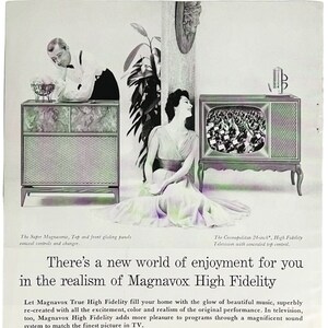 Vintage 1950's Magnavox Super Magnasonic Console Stereo Print Ad 7" X 10" - Etsy
