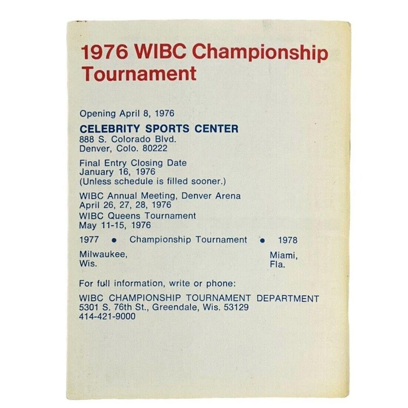 Vintage 1975 - 1976 Playing Rules WIBC Womens International Bowling ...