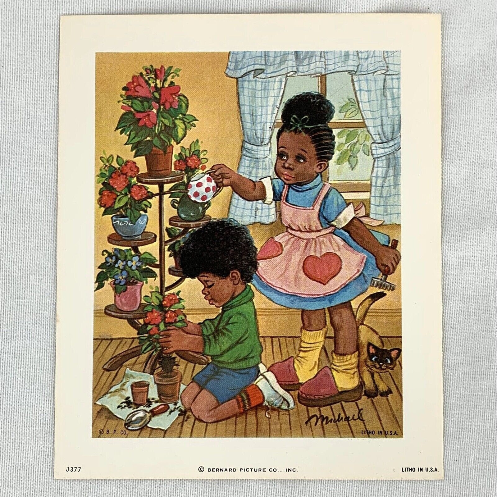 Vintage Black Americana Art Print Brother Sister Artist Signed Michael ...
