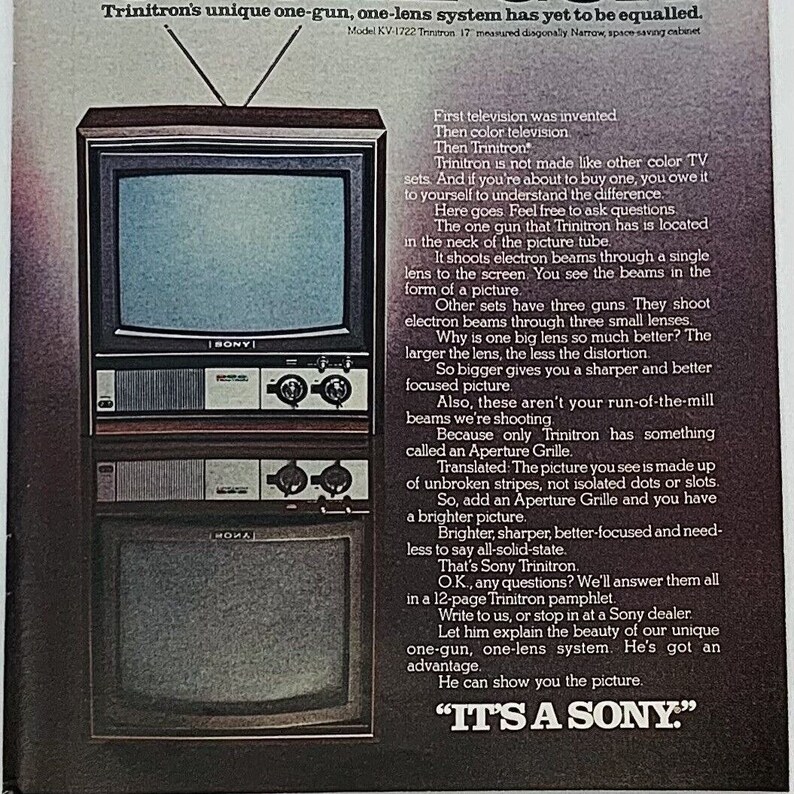 Vintage 1970's Sony Trinitron Model KV-1722 TV 17 - Etsy