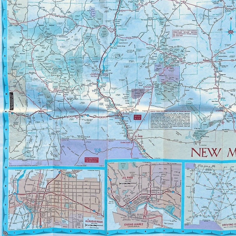 Vintage 1980 Arizona New Mexico Road Map AAA 26 X - Etsy
