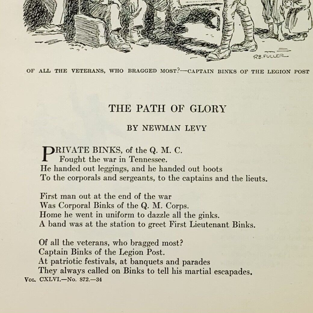 Vintage 1923 Illustration Cartoon Poem R.B Fuller the Path of Glory ...