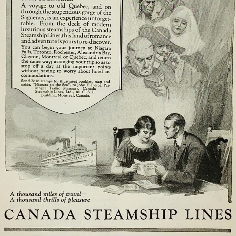 Vintage 1923 Canada Steamship Lines Print Ad Follow the Trail of the ...