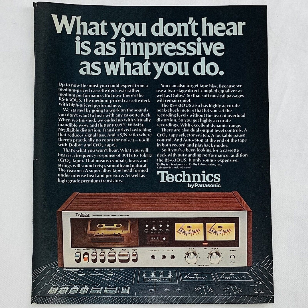 Vintage 1970's Technics RS-630US Stereo Cassette Deck Magazine Print Ad ...