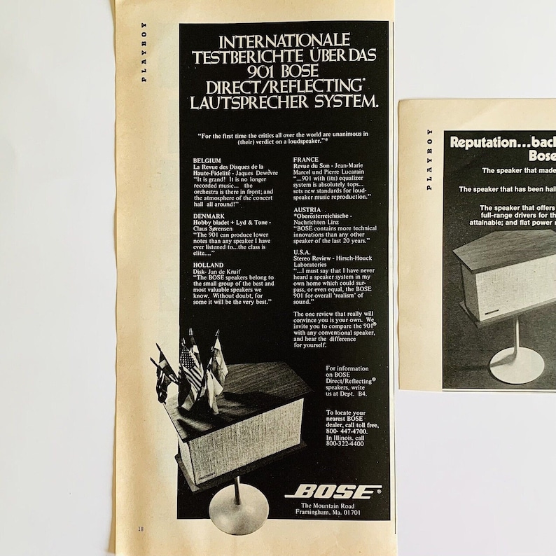 Vtg 1970's Magazine Print Ad Bose Model 901 Direct Reflecting Speakers ...