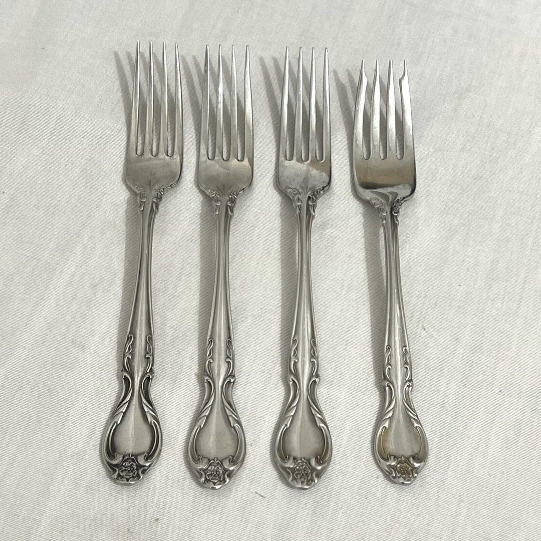 International Lyon Queen's Fancy Stainless Dinner Fork Salad Flatware ...