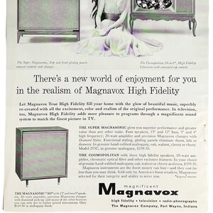 Vintage 1950's Magnavox Super Magnasonic Console Stereo Print Ad 7" X ...
