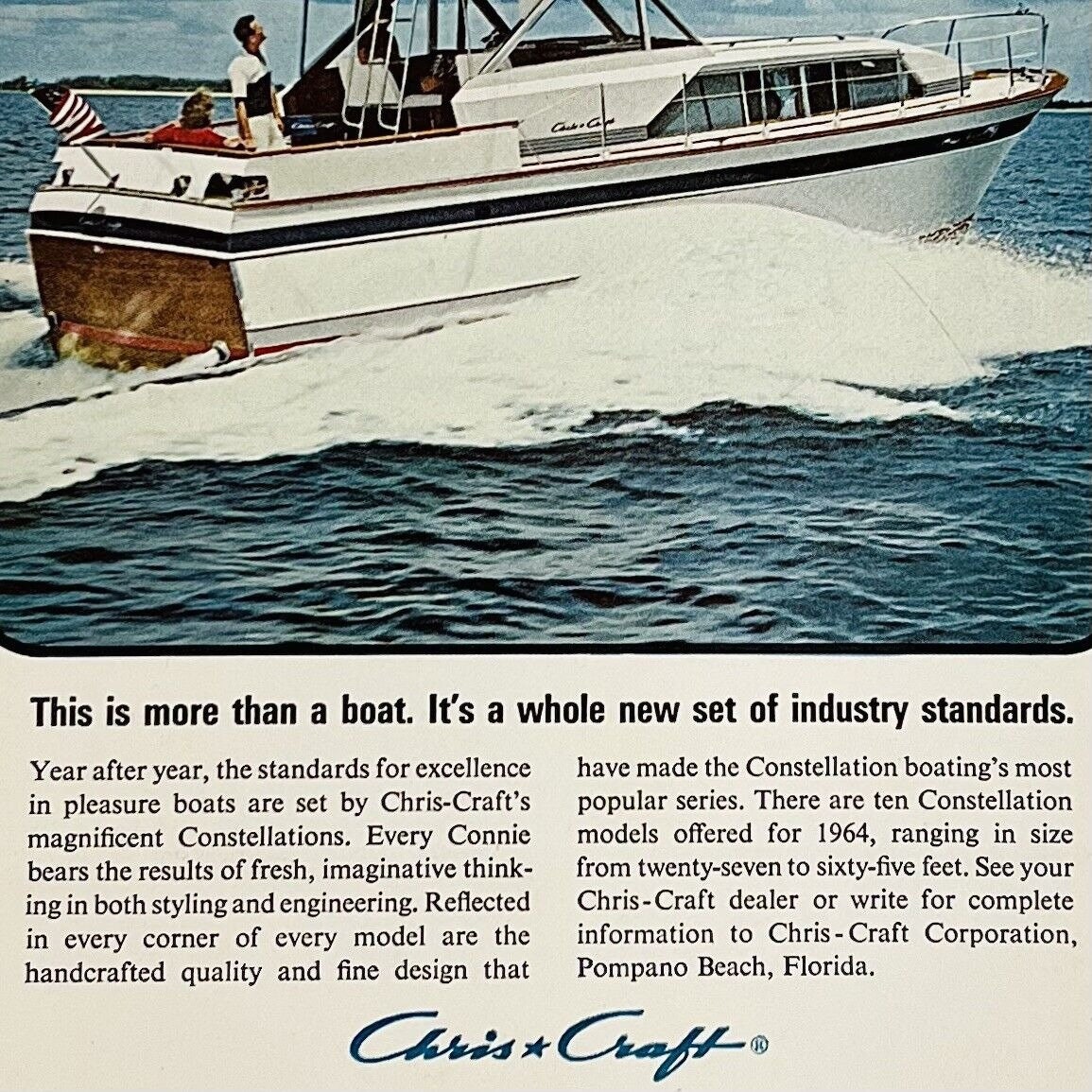 Vintage 1964 Chris Craft Constellation Connie Magazine Print Ad 7" X 10 ...