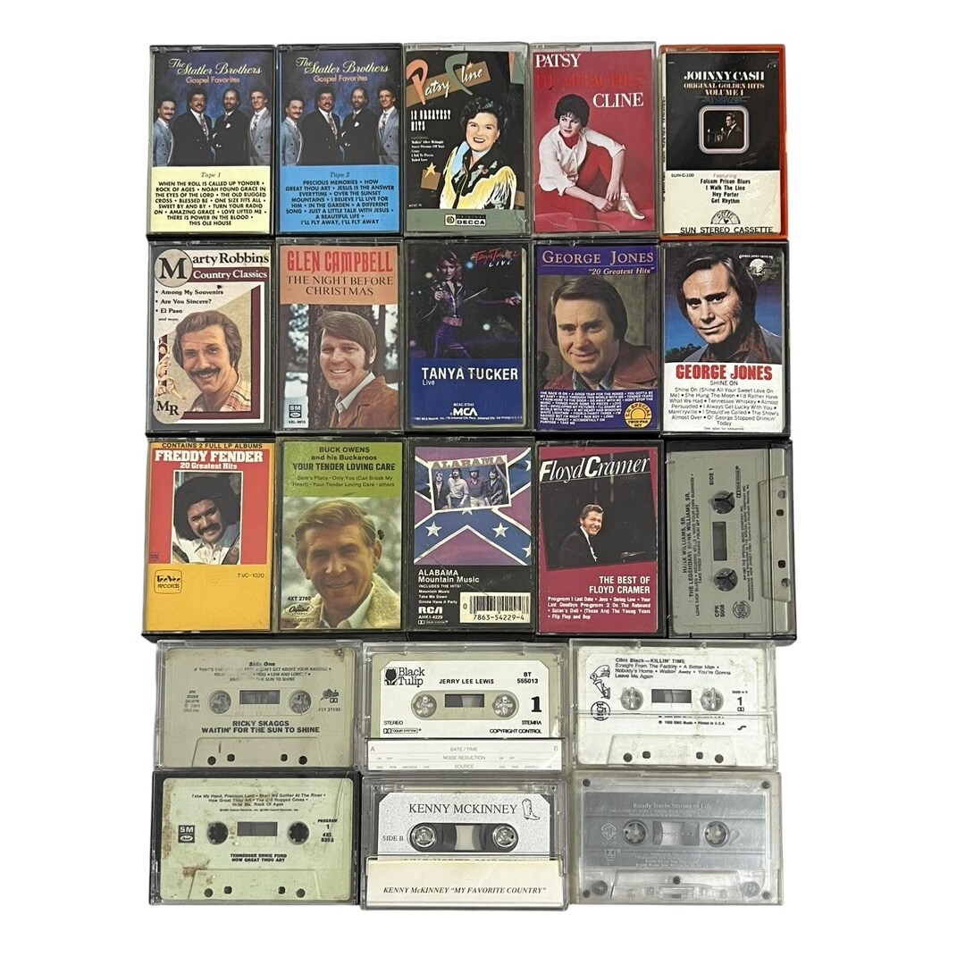 Country Music Cassette Tape Lot 21 Statler Robbins Campbell Fender ...