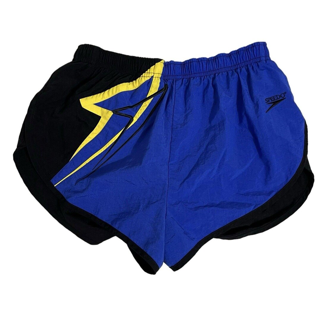 Vtg 1990's Speedo High Cut Running Swim Shorts Color Block Mesh Lining ...