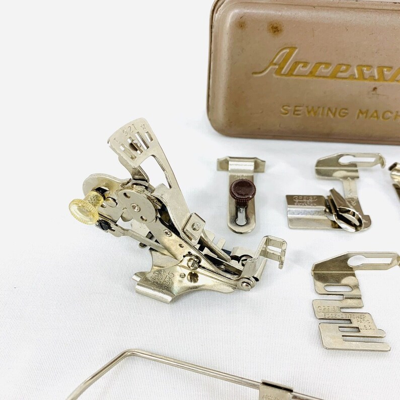 Vintage Greist Sewing Machine Accessories & Attachments Feet Ruffler ...