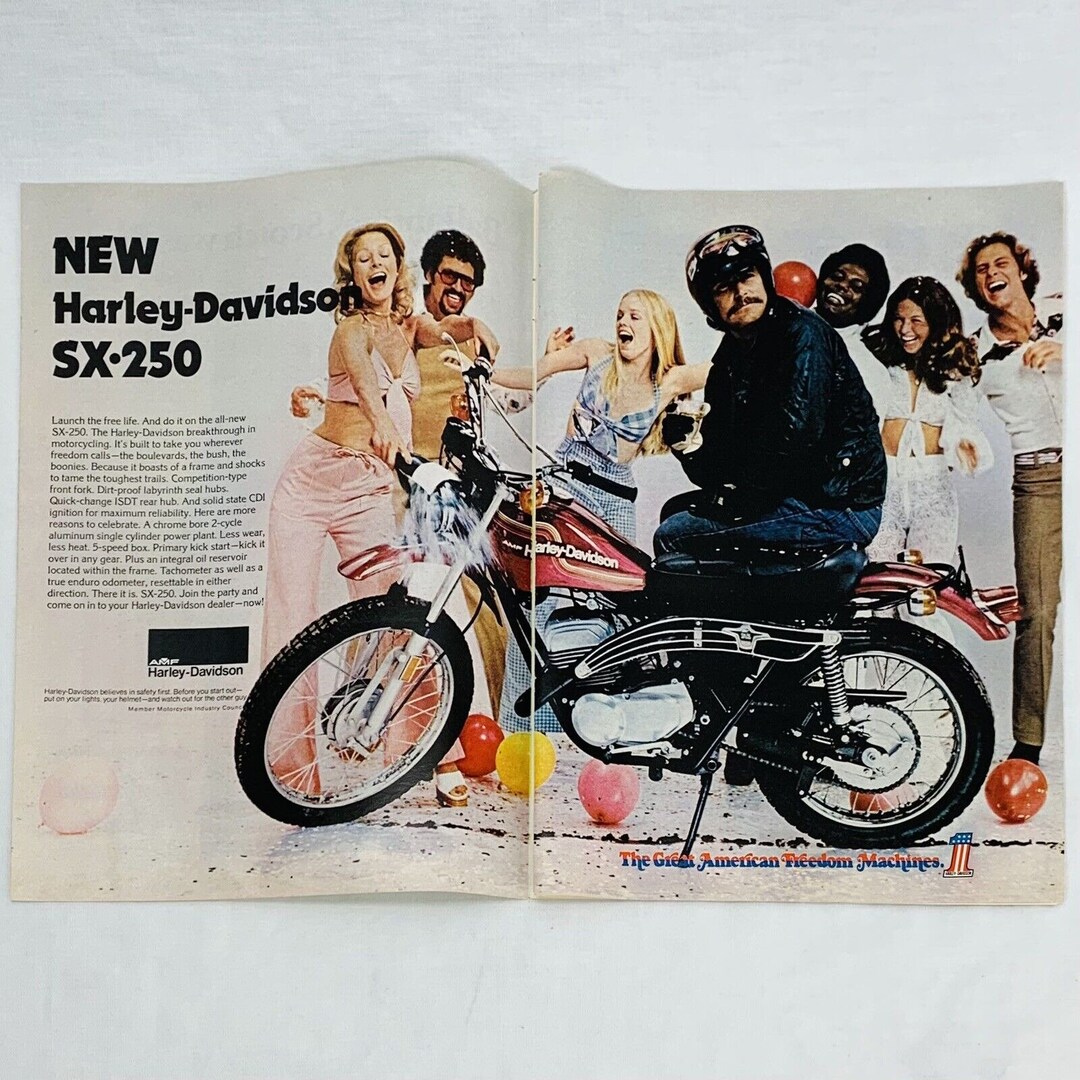 Vintage 1970's Harley Davidson SX-250 Motorcycle Color Magazine Print ...