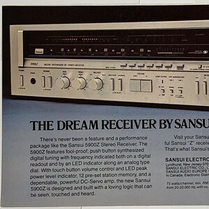 Vintage 1980's Magazine Print Ad Sansui 5900Z Receiver Home Stereo 8" X ...