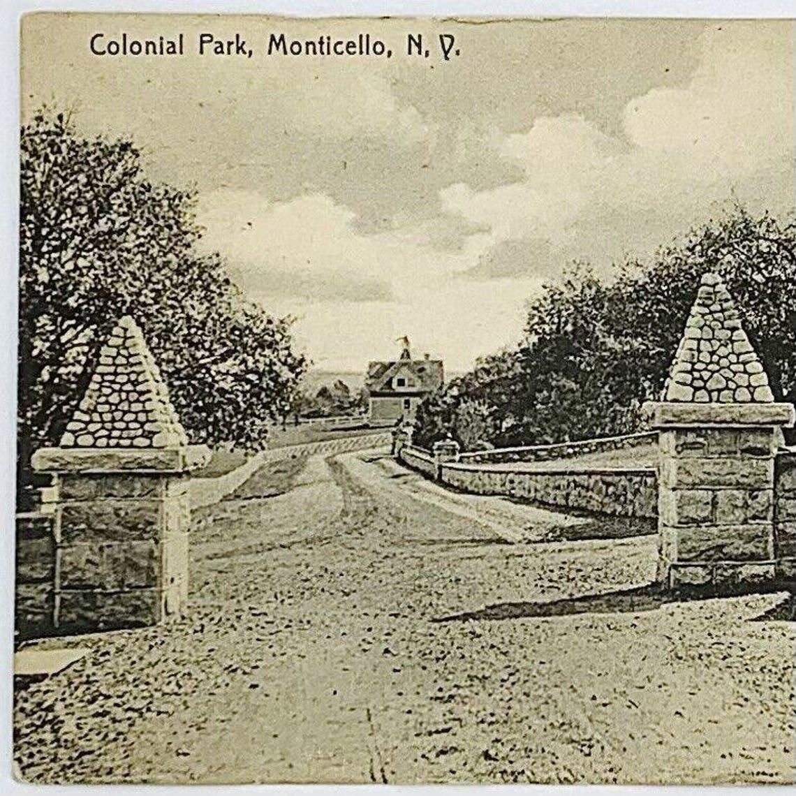 Antique 1907 Colonial Park Monticello Entrance Catskills NY Postcard J ...
