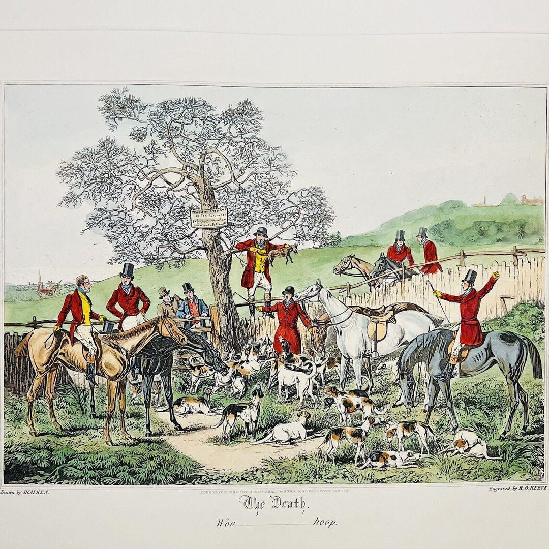 Henry Thomas Alken Etching Drawing the Death Fox Hunt Print Richard ...