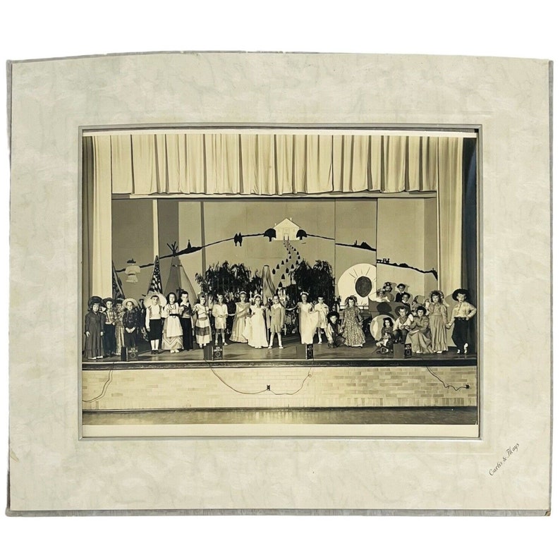 Vtg 1950's Grade School Play Children in Costume Pageant Stage Our ...