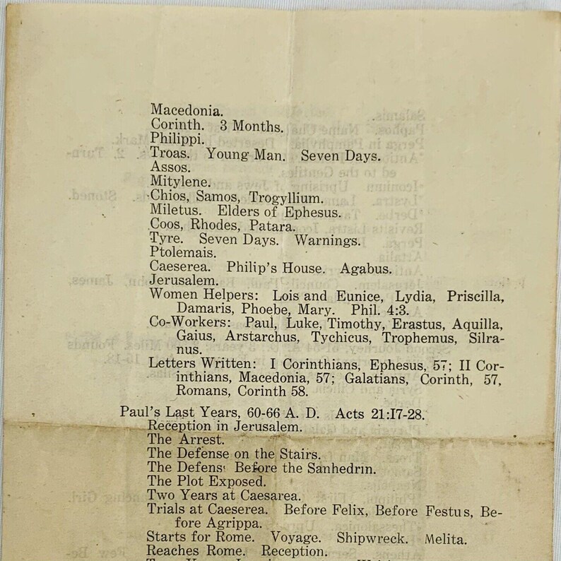 Vintage 1909 Paris Kentucky Church Bible Class Program Apostles Mrs ...