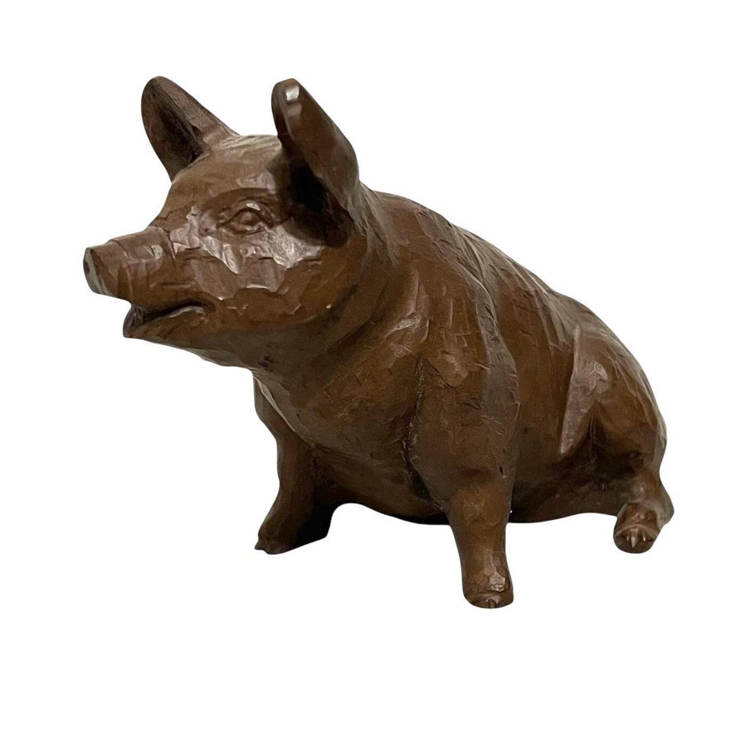 Red Mill Mfg Handcrafted Pig Figurine 5” Resin & Crushed Pecan Shell ...