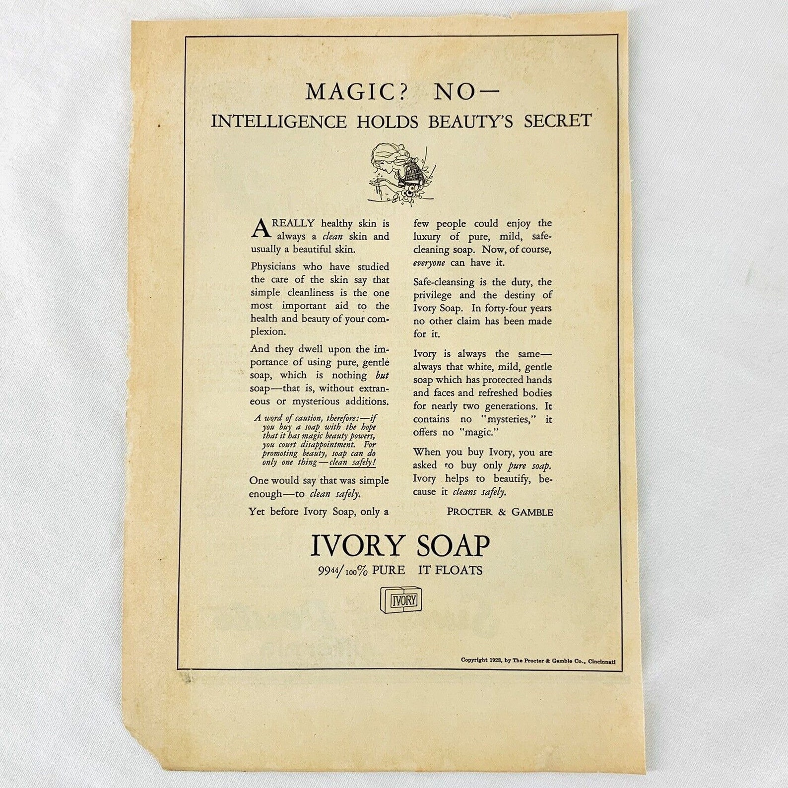Vintage 1923 Ivory Soap It Floats the Procter & Gamble Co Cincinnati OH ...